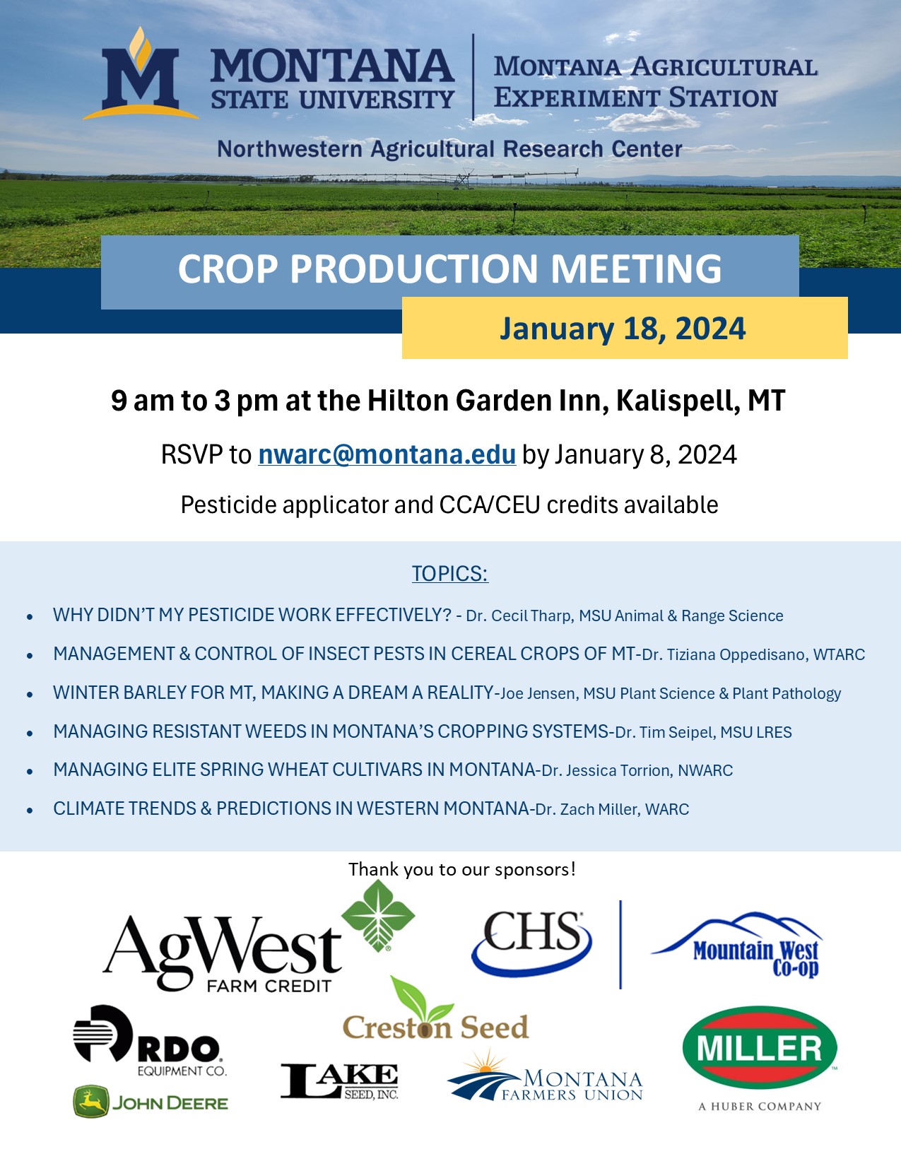 NWARC Events - Northwestern Agricultural Research Center | Montana ...